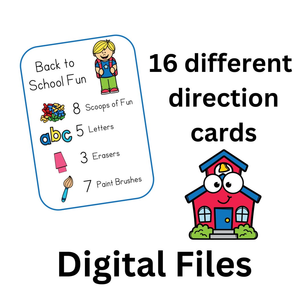 Back to School Sensory Bin Digital Download Cards Only - Etsy