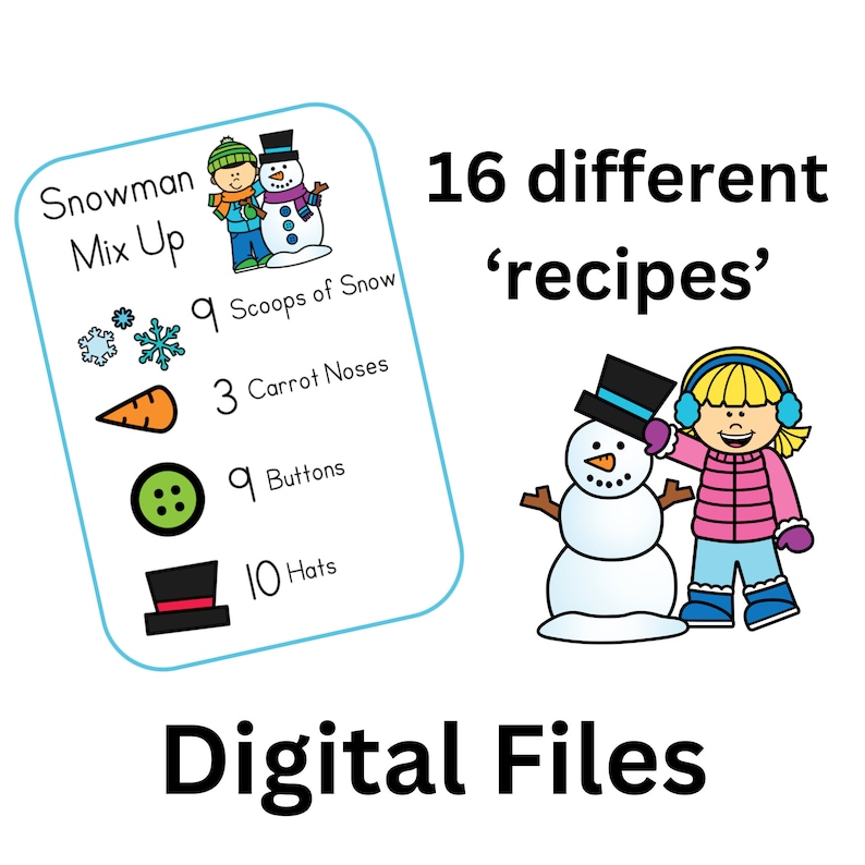 Snowman Mix up Sensory Bin Digital Download Cards Only - Etsy