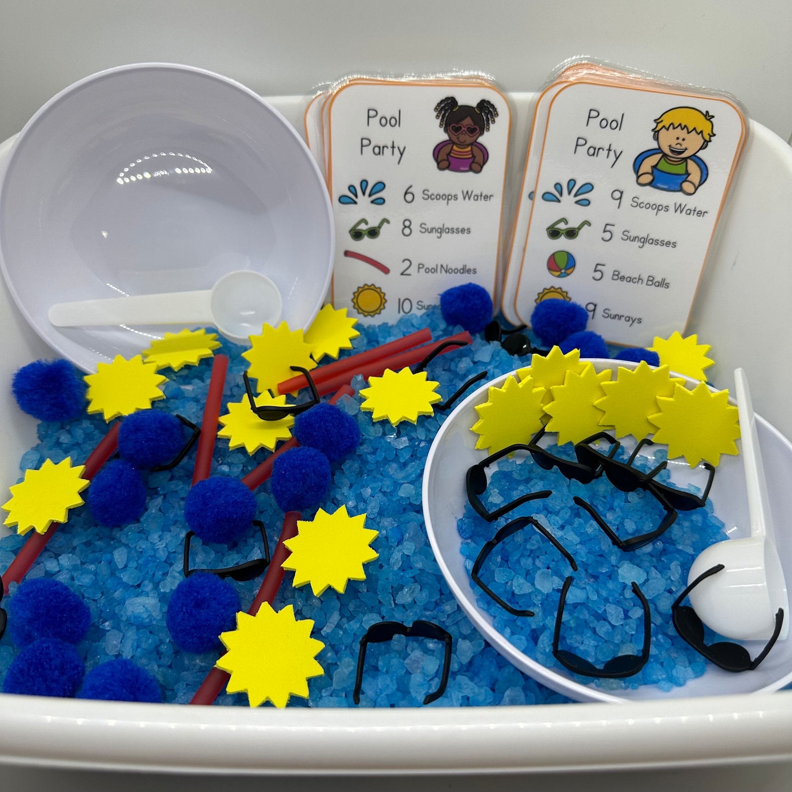 Summer Pool Party Sensory Bin | Sensory Bin | Preschool Math Game ...