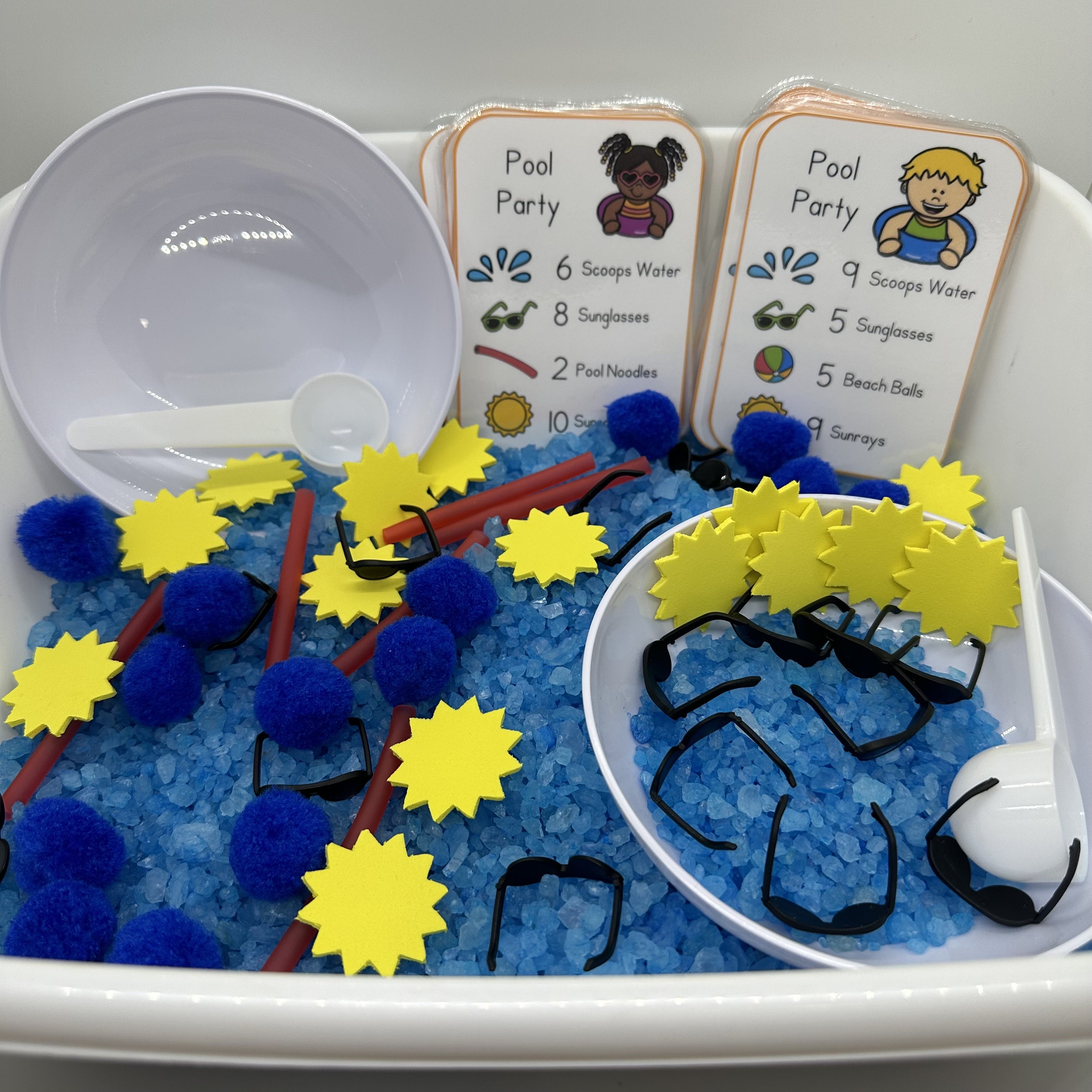 Summer Pool Party Sensory Bin | Sensory Bin | Preschool Math Game ...