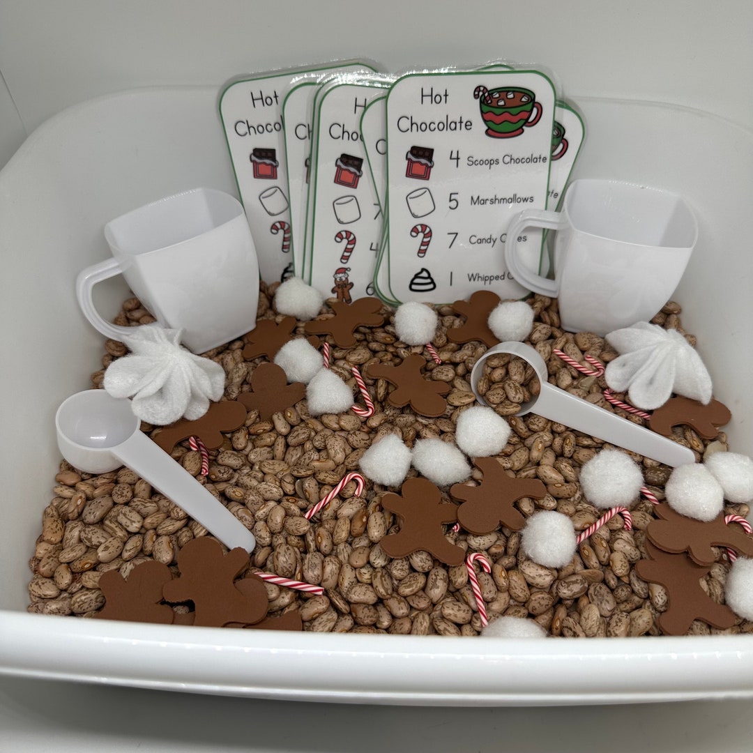 Hot Chocolate Sensory Bin Sensory Bin Preschool Winter Game Homeschool Learning Counting