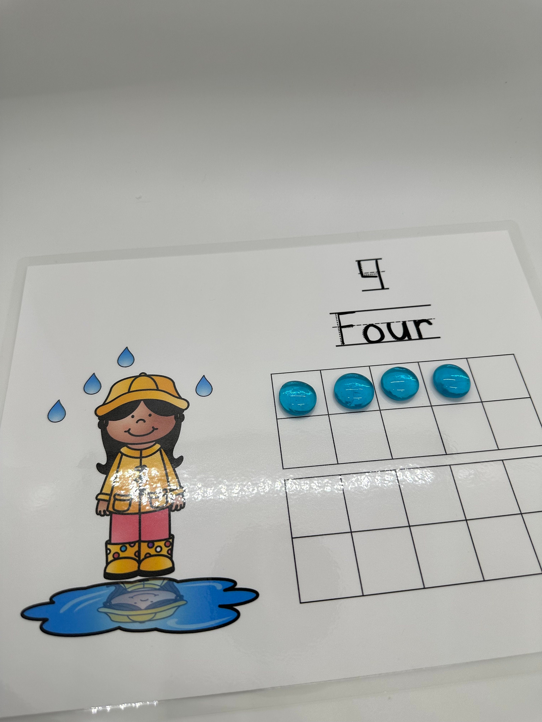 Raindrop Counting Preschool Centers Counting Game Ready to Go Busy Bag ...