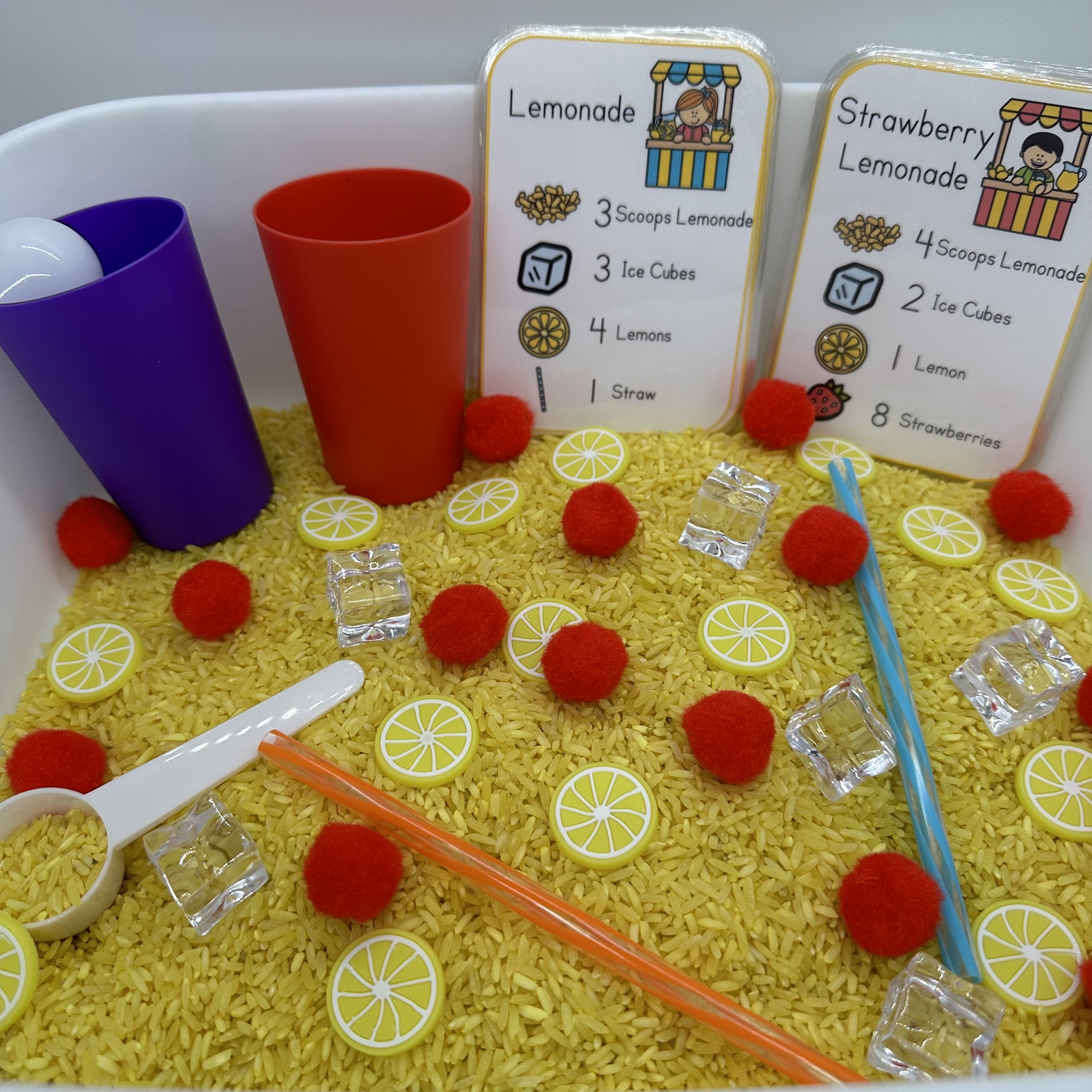 Lemonade Stand Sensory Bin Sensory Bin Preschool Summer Game Homeschool ...