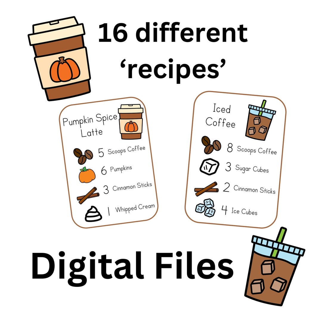 Pumpkin Latte/ Iced Coffee Sensory Bin Digital Download Cards Only - Etsy