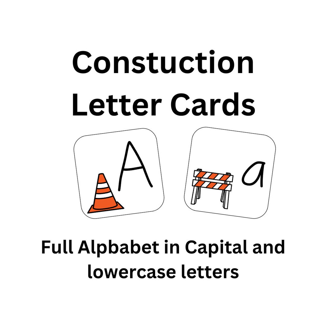 Construction Letters Digital Download Cards Only - Etsy