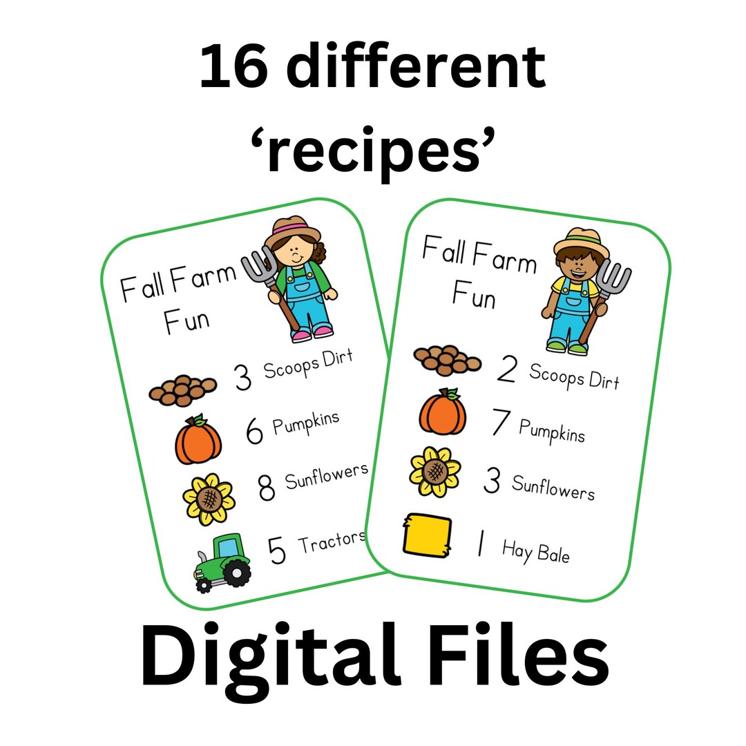 Fall Farm Fun Sensory Bin Digital Download Cards Only - Etsy
