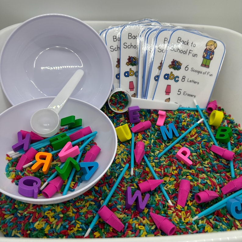 Back to School Sensory Bin Preschool Classroom Game Homeschool Learning ...