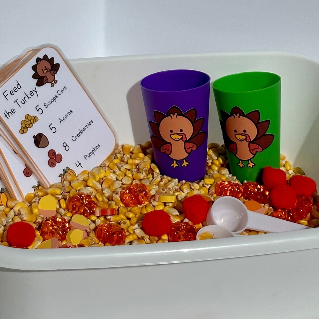 Feed the Turkey Sensory Bin | Sensory Bin | Preschool Thanksgiving Game ...