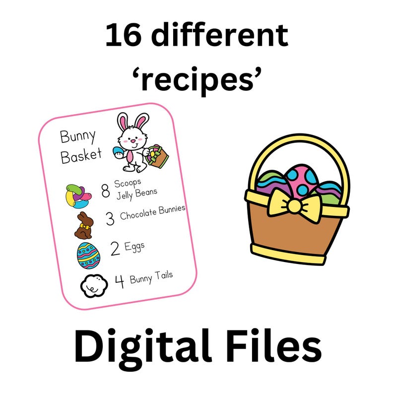 Easter Bunny Basket Sensory Bin Digital Download Cards Only - Etsy