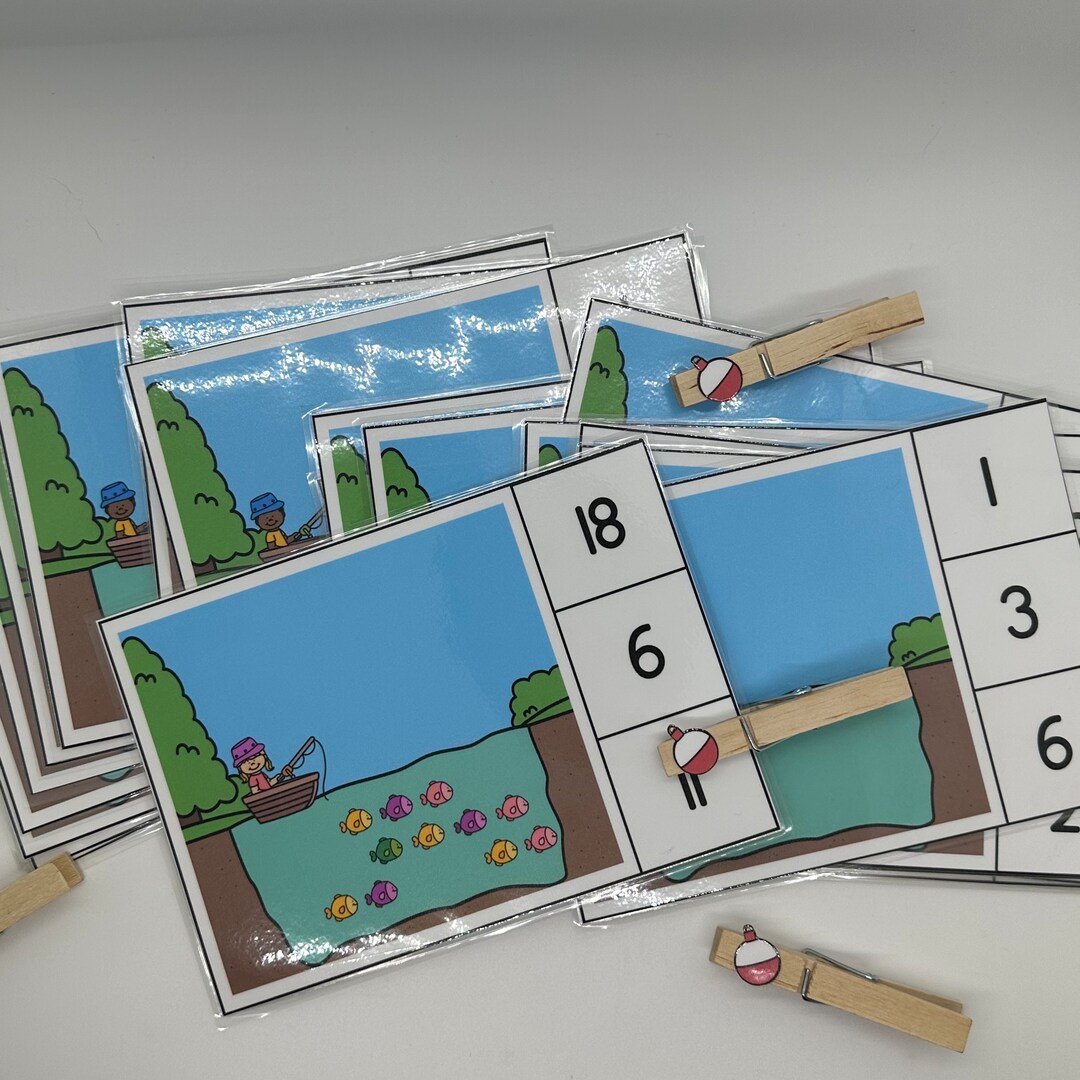 Fishing Counting Clipcards | Count 1-20 | Lake Summer Counting Games ...