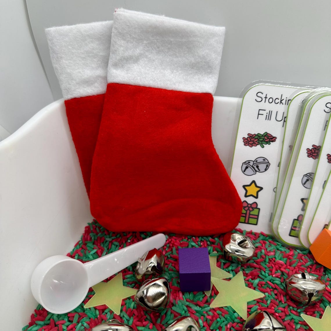 Christmas Stocking Sensory Bin | Sensory Bin | Preschool Winter Game ...