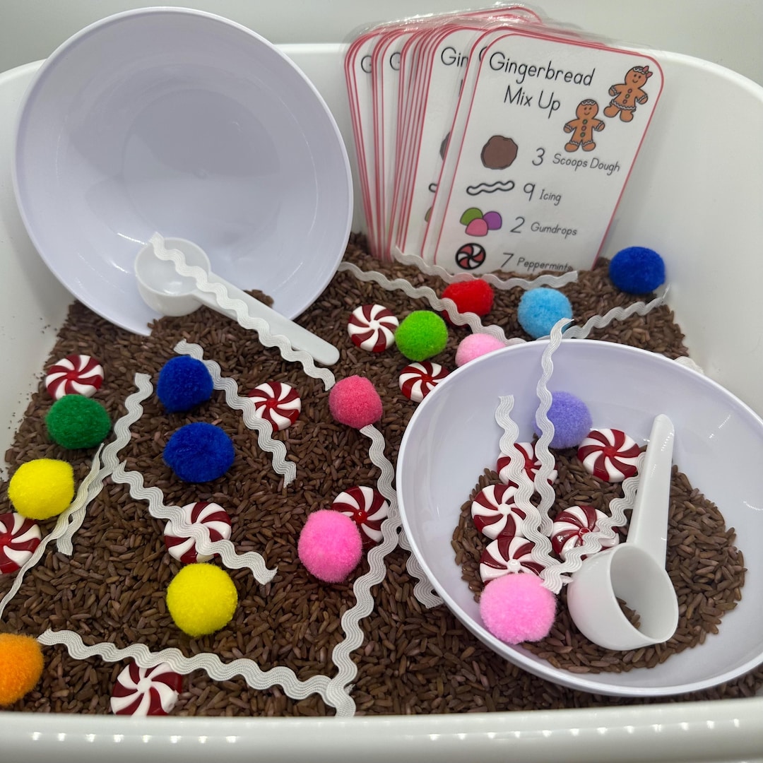 Gingerbread Sensory Bin | Christmas Sensory Bin | Preschool Winter Game ...