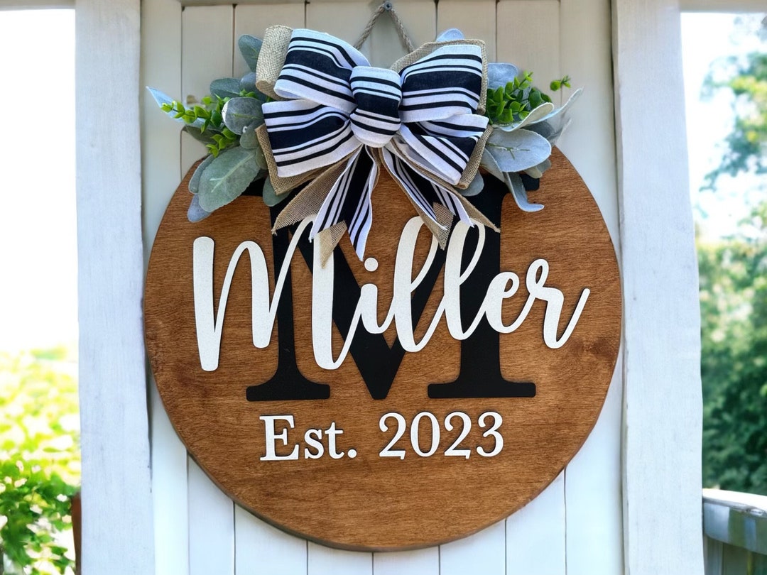 Last Name Front Door Sign |family Front Door Hanger|welcome Front Door ...