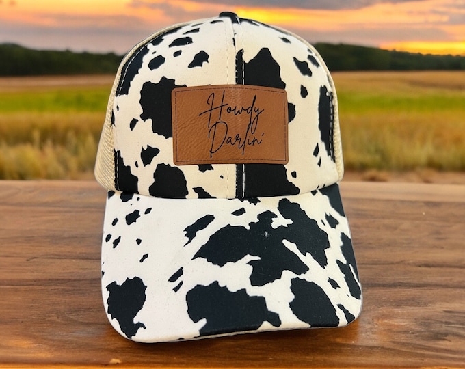 Western Cow Print Hat, Hand Designed, Can Make Custom Hats With Your ...