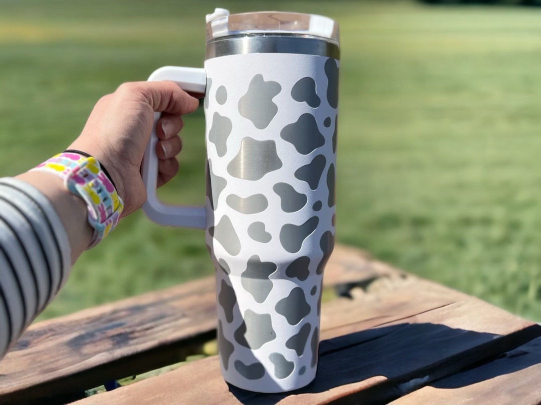 Engraved Cow 40 Ounce Tumbler|cow Print Coffee Cup|engraved Cow Cup|40 ...