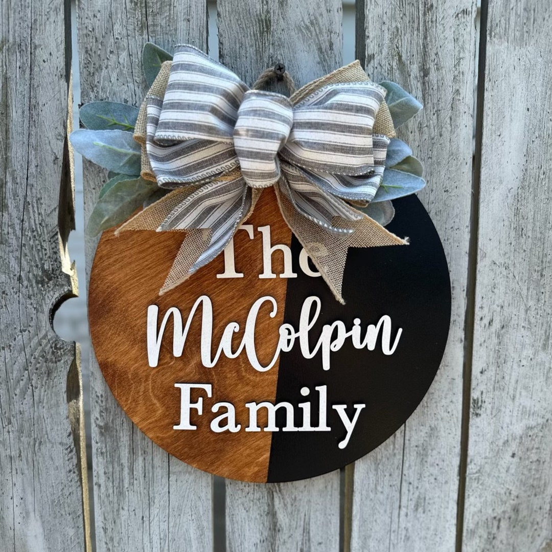 Last Name Front Door Sign| Modern Last Name Front Door Hanger| Welcome ...