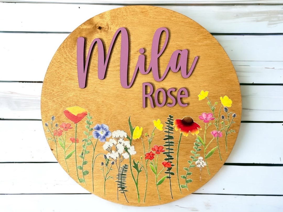 Floral Nursery Sign| Nursery Sign|custom Girls Nursery Room Decor|girls ...