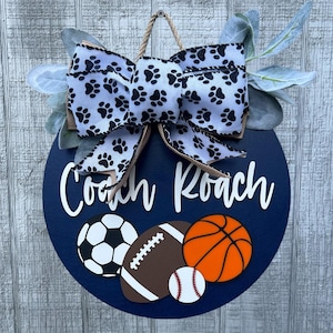 Coach Door Sign|football Coach Door Hanger|coach Room Door Hanger|gift ...