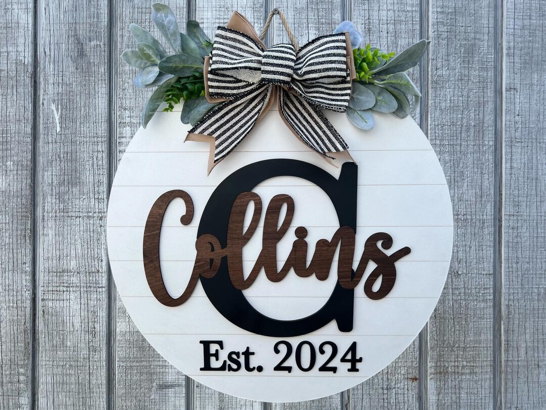 Last Name Front Door Sign |family Front Door Hanger|welcome Front Door ...