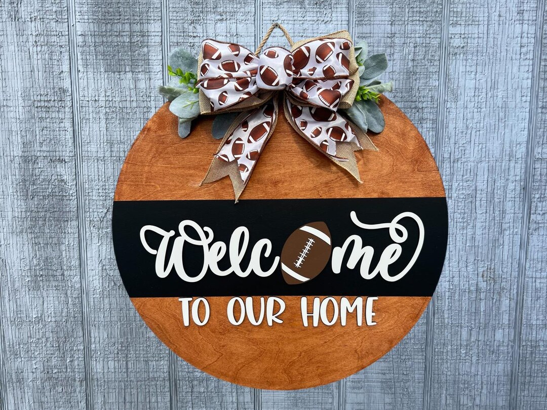 Fall Front Door Sign |football Front Door Hanger|football Front Door ...
