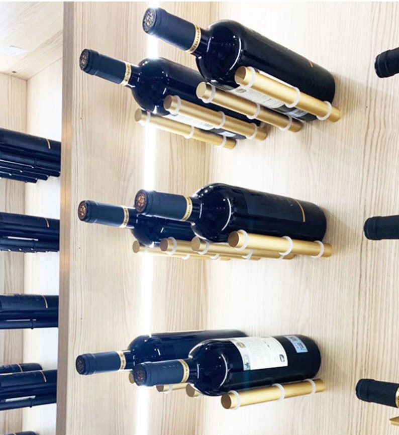 Wine Pegs - Brushed Aluminum in Gold Color- Modern Wine Rack Pegs - Set ...