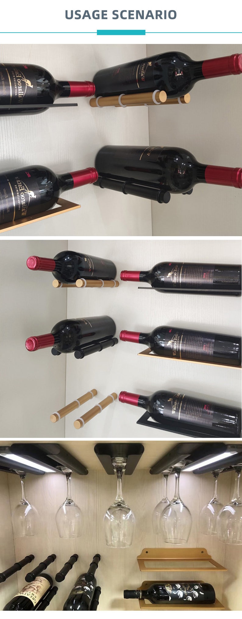 Wine Pegs - Brushed Aluminum in Gold Color- Modern Wine Rack Pegs - Set ...