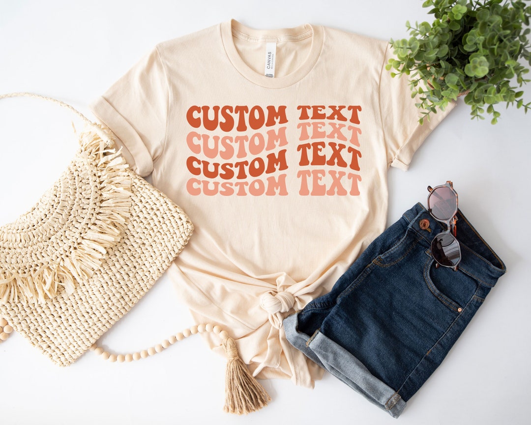 Custom Wavy Letters Shirts, Colorful Stacked Wavy Letters Shirt, Custom ...