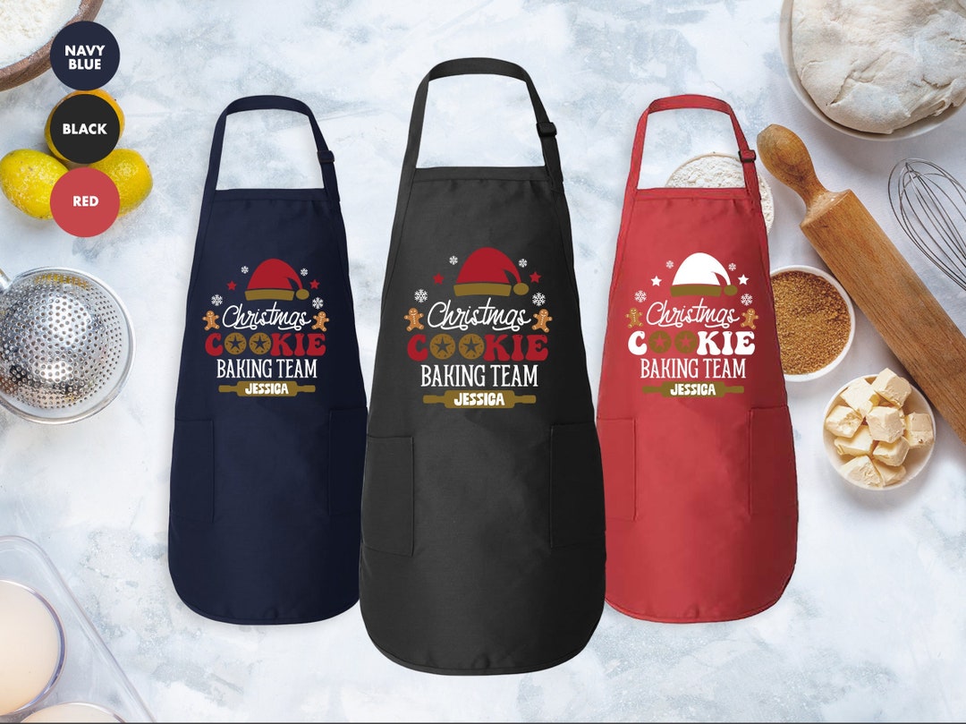 Custom Name Christmas Cookie Baking Team Apron, Christmas Aprons ...