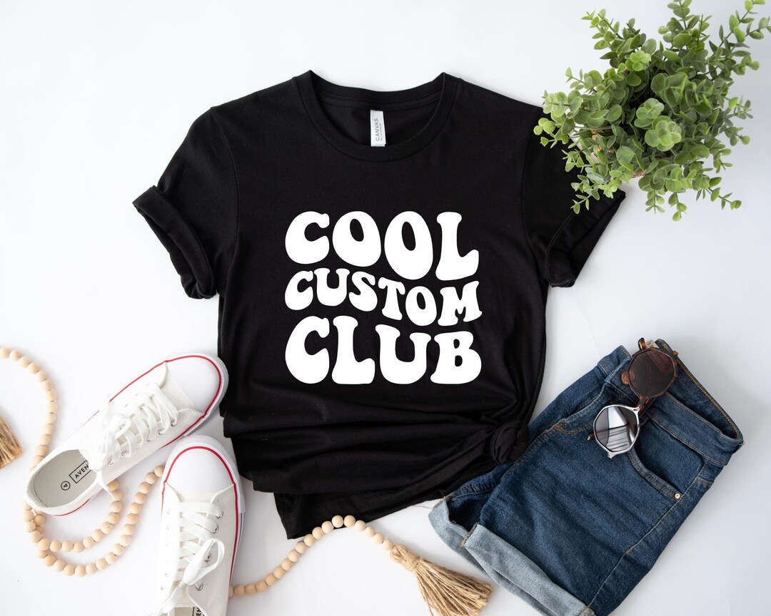 Custom Custom Club Shirt, Wavy Letters Tshirt, Colorful Stacked Wavy ...