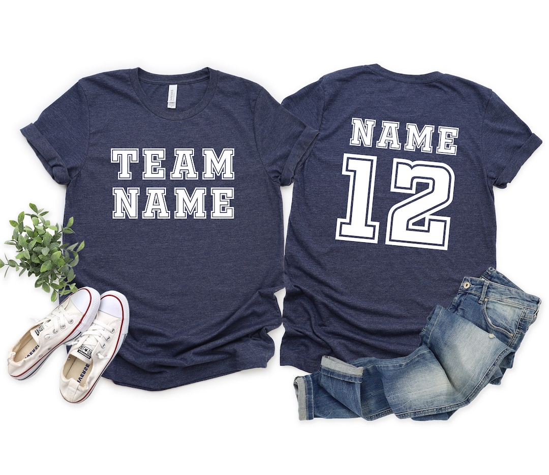 Custom Sports Team Shirt Front Back Name, Personalized Sports Shirt ...