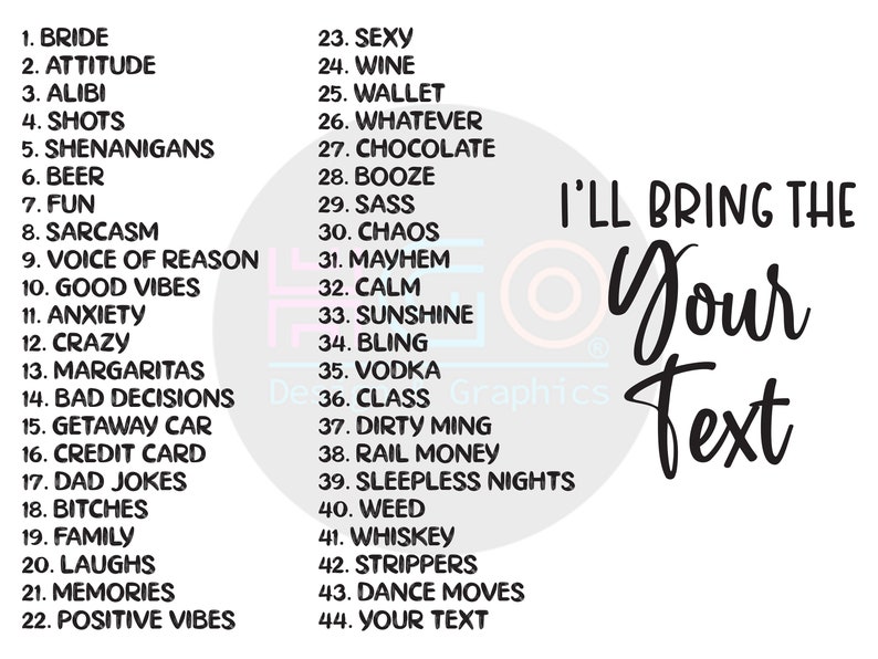 I'll Bring Themed Bachelorette Party Shirts, Alibi, Bride, Decisions - Etsy
