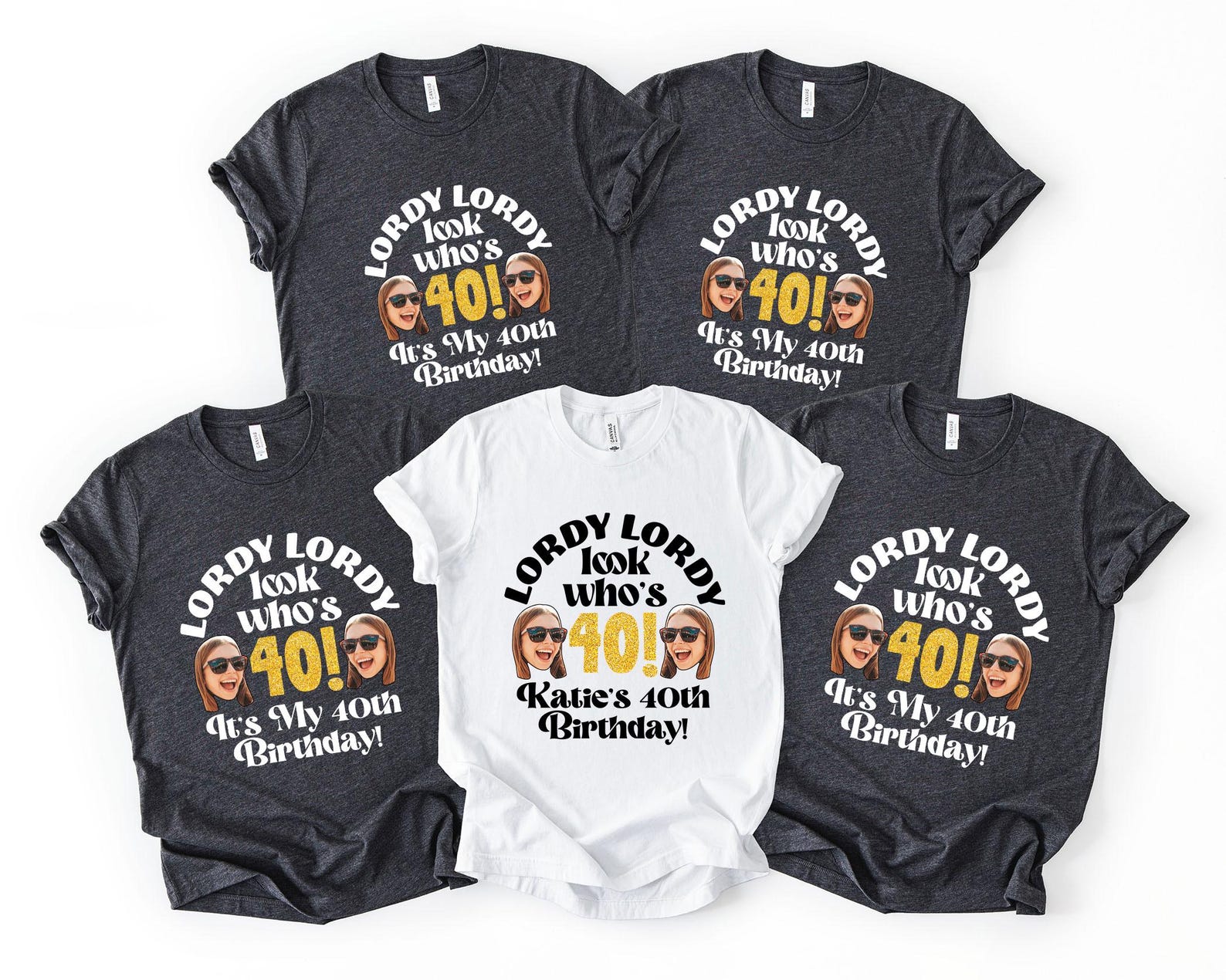 Personalized Lordy Lordy Look Who's 40 Birthday Shirt: Custom Face ...