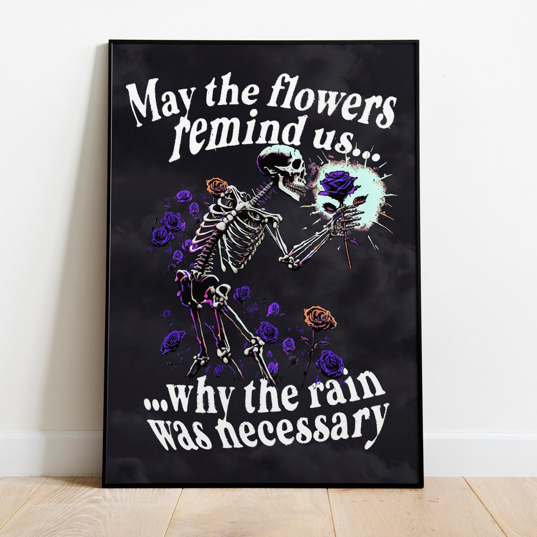 Skeleton Picking Flowers Art Print, Trendy Aesthetic (digital Download ...