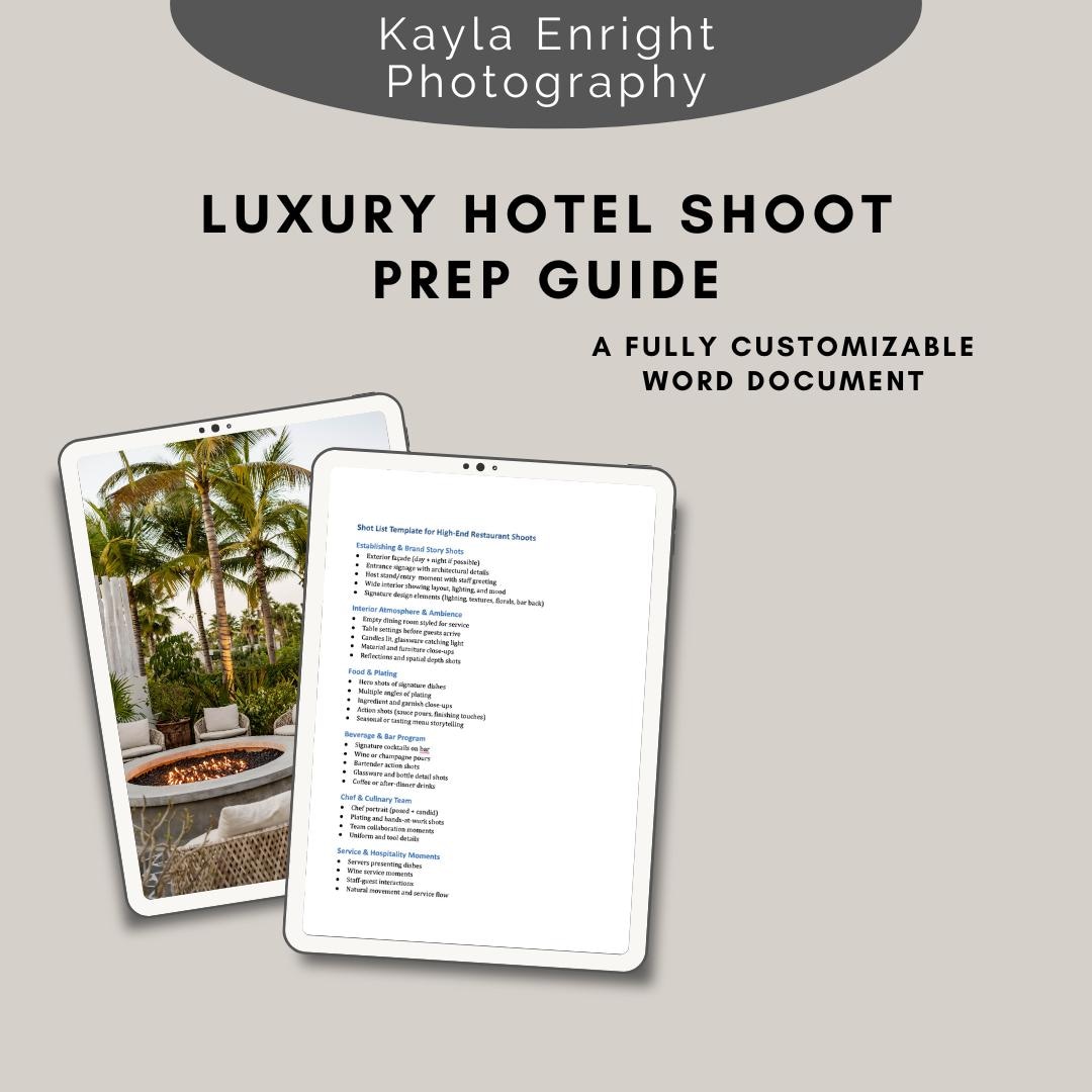 Luxury Hotel Shoot Prep Guide - Etsy
