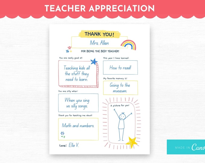 EDITABLE All About Teacher Fill in Blank Printable, Teacher ...