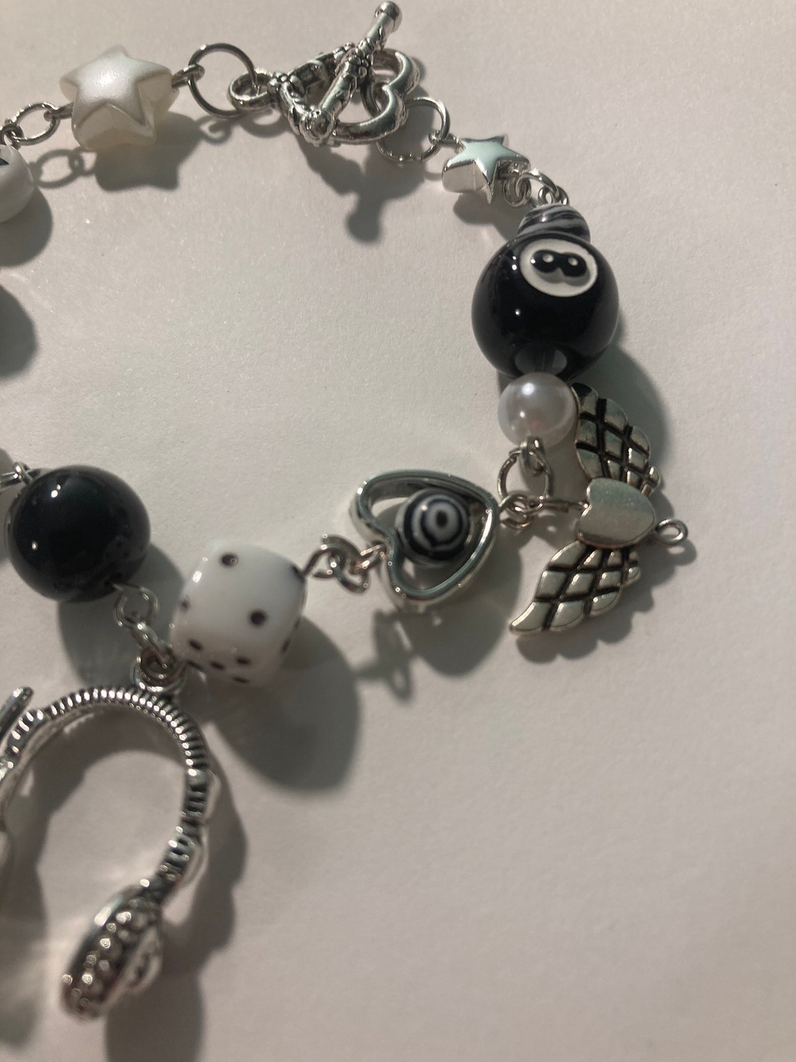 Black and White Charm Bracelet - Etsy