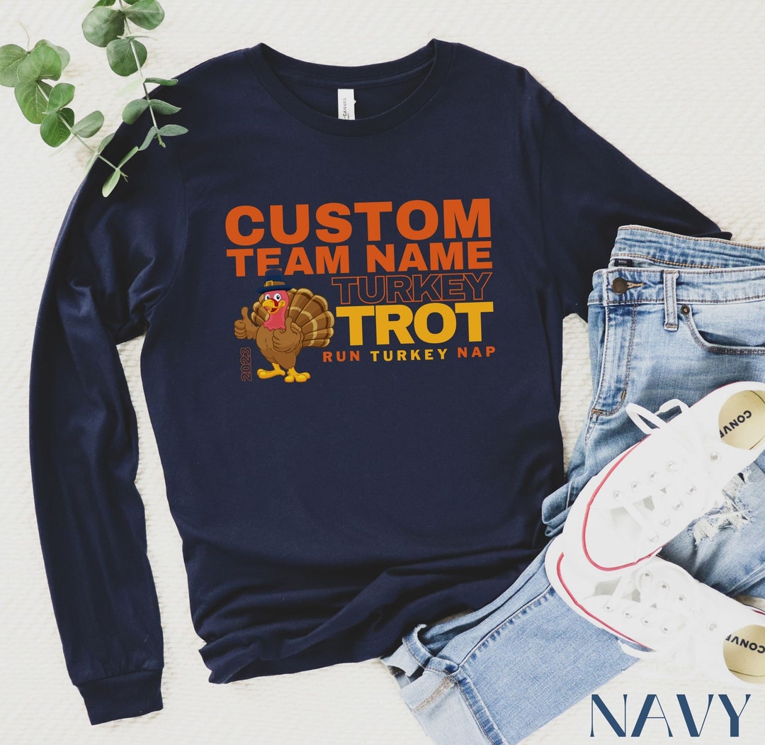 Custom Long Sleeve Turkey Trot Shirts, Thanksgiving Group Run Shirt ...
