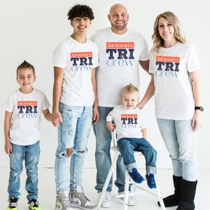Custom Name Triathlon Support Crew Shirt, Family Matching Cheer Squad ...