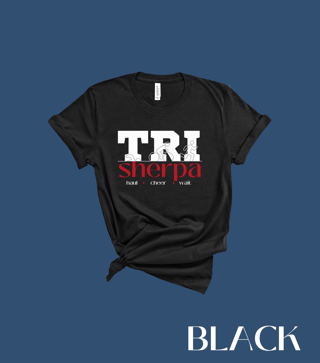 Trisherpa Shirt, Triathlon Support Crew T-shirt, Funny Triathlon Top ...