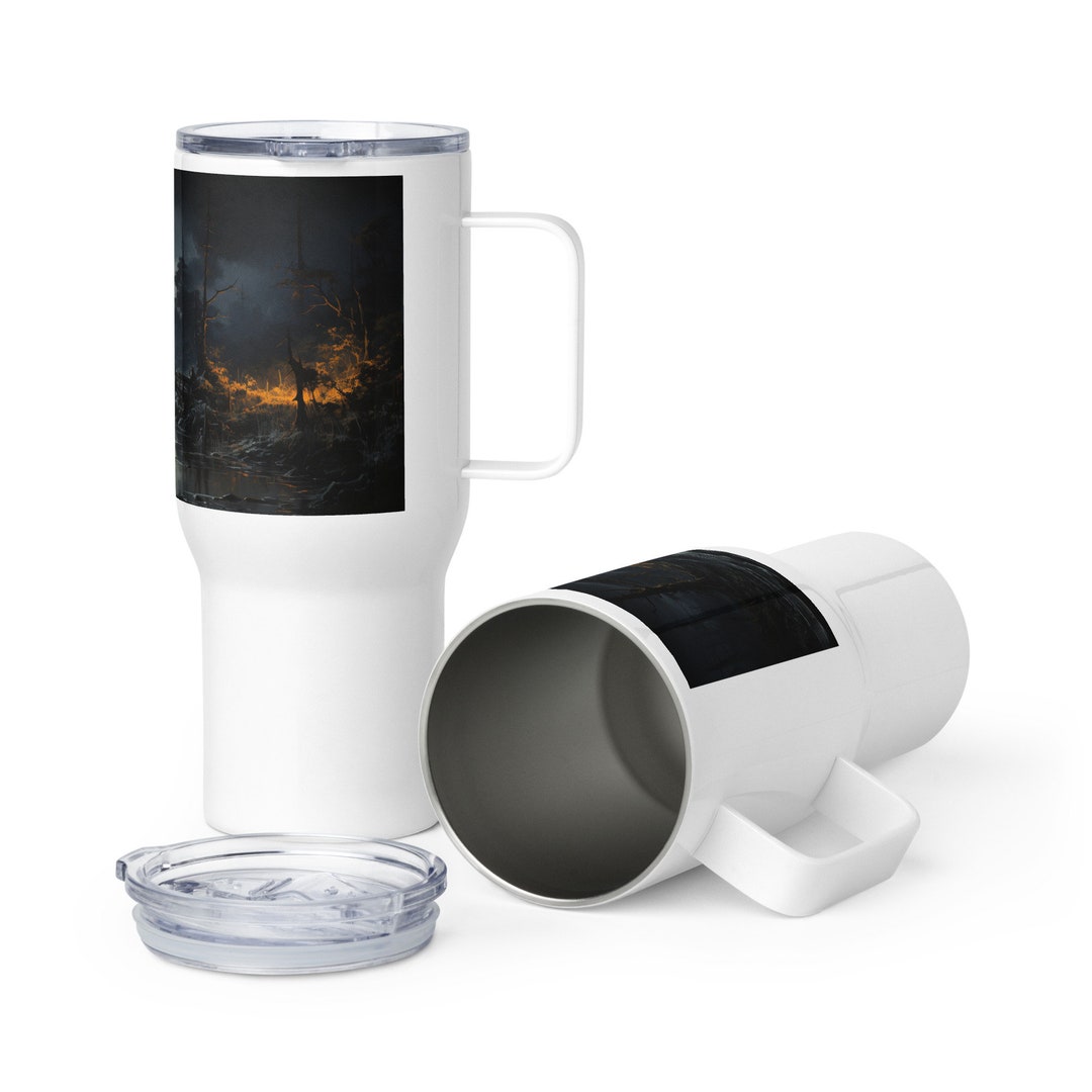 Travel Mug With Handle, Original Art, Unique Travel Mug, Fancy Travel ...