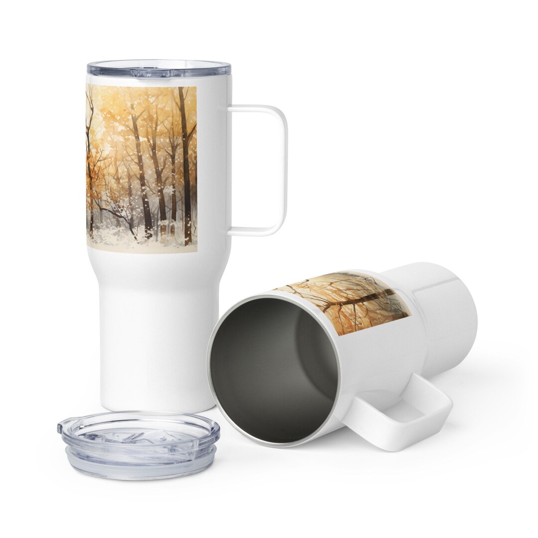 Travel Mug With Handle, Original Art, Unique Travel Mug, Fancy Travel ...