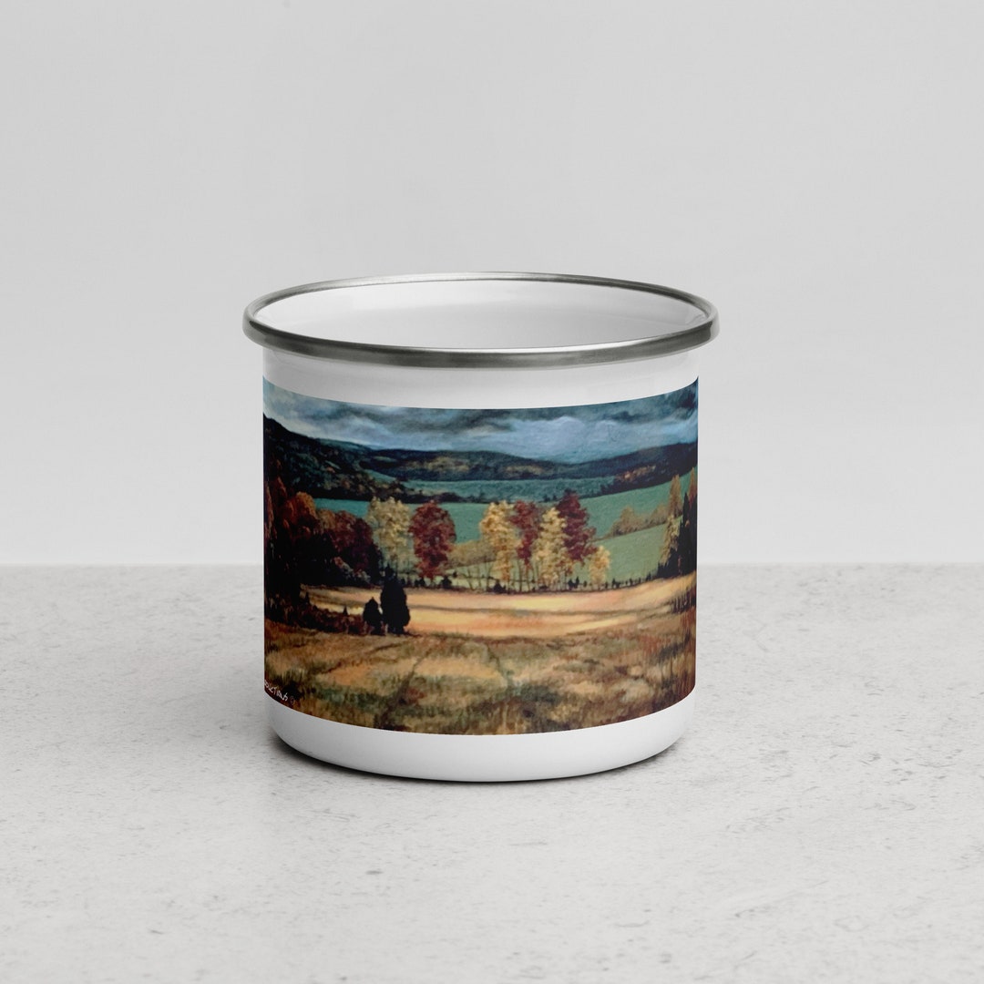 Metal Enamel Mug, Original Art, Unique Coffee Mugs, Fancy Coffee Mugs ...