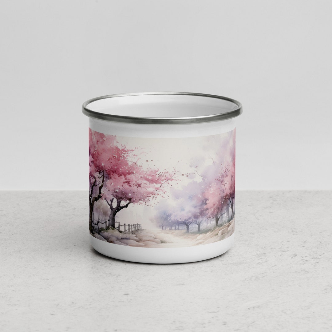 Metal Enamel Mug, Original Art, Unique Coffee Mugs, Fancy Coffee Mugs ...