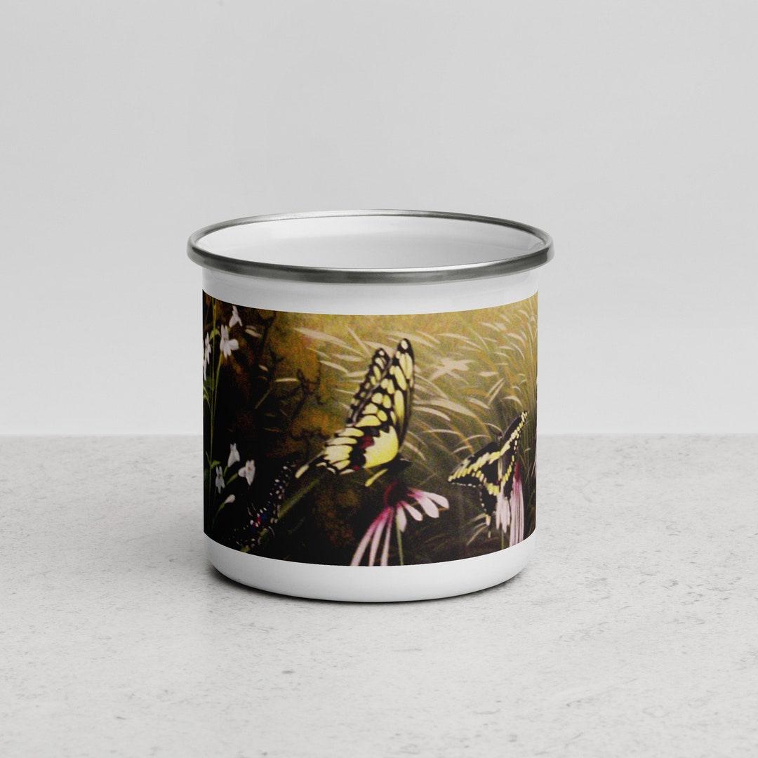 Metal Enamel Mug, Original Art, Unique Coffee Mugs, Fancy Coffee Mugs ...