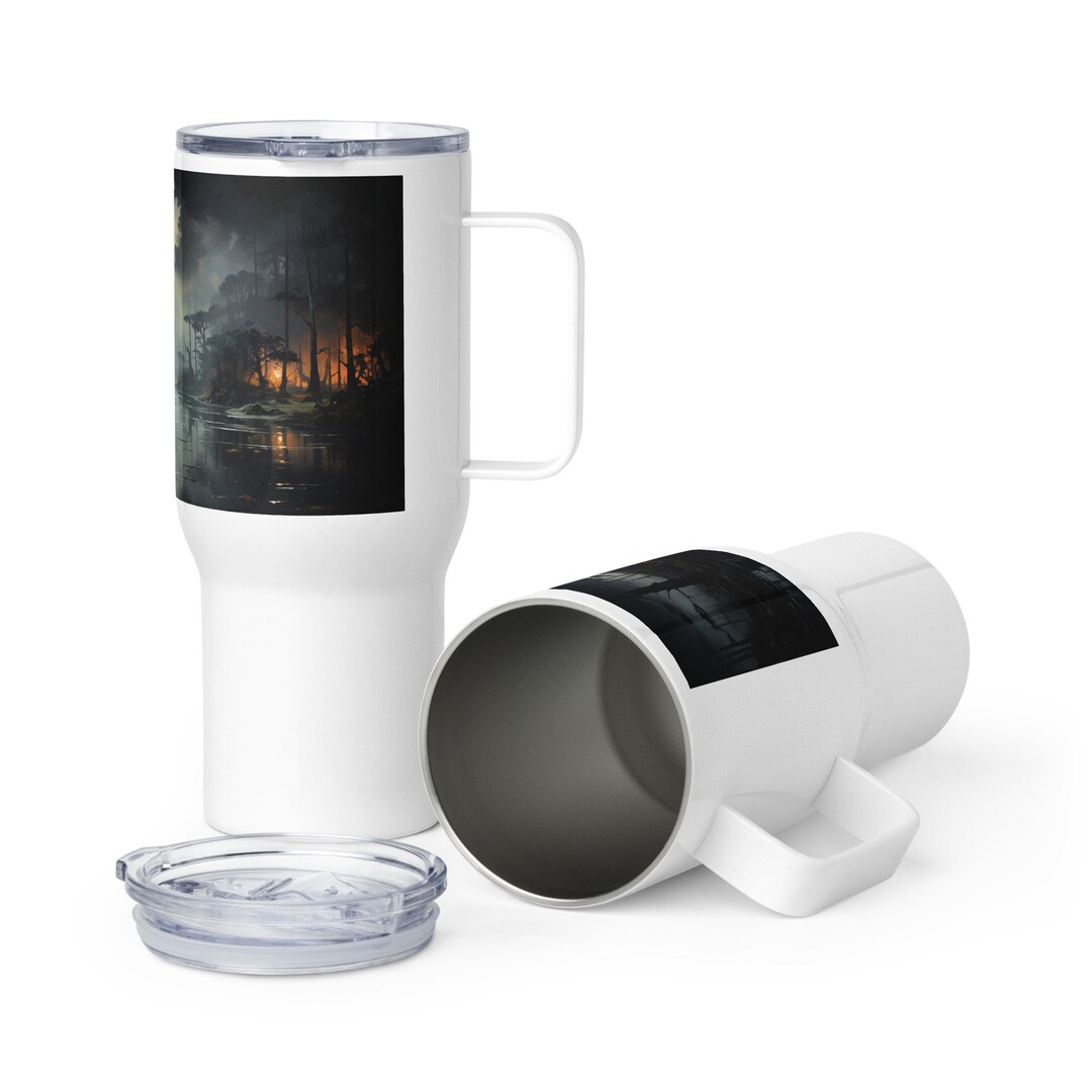 Travel Mug With Handle, Original Art, Unique Travel Mug, Fancy Travel ...
