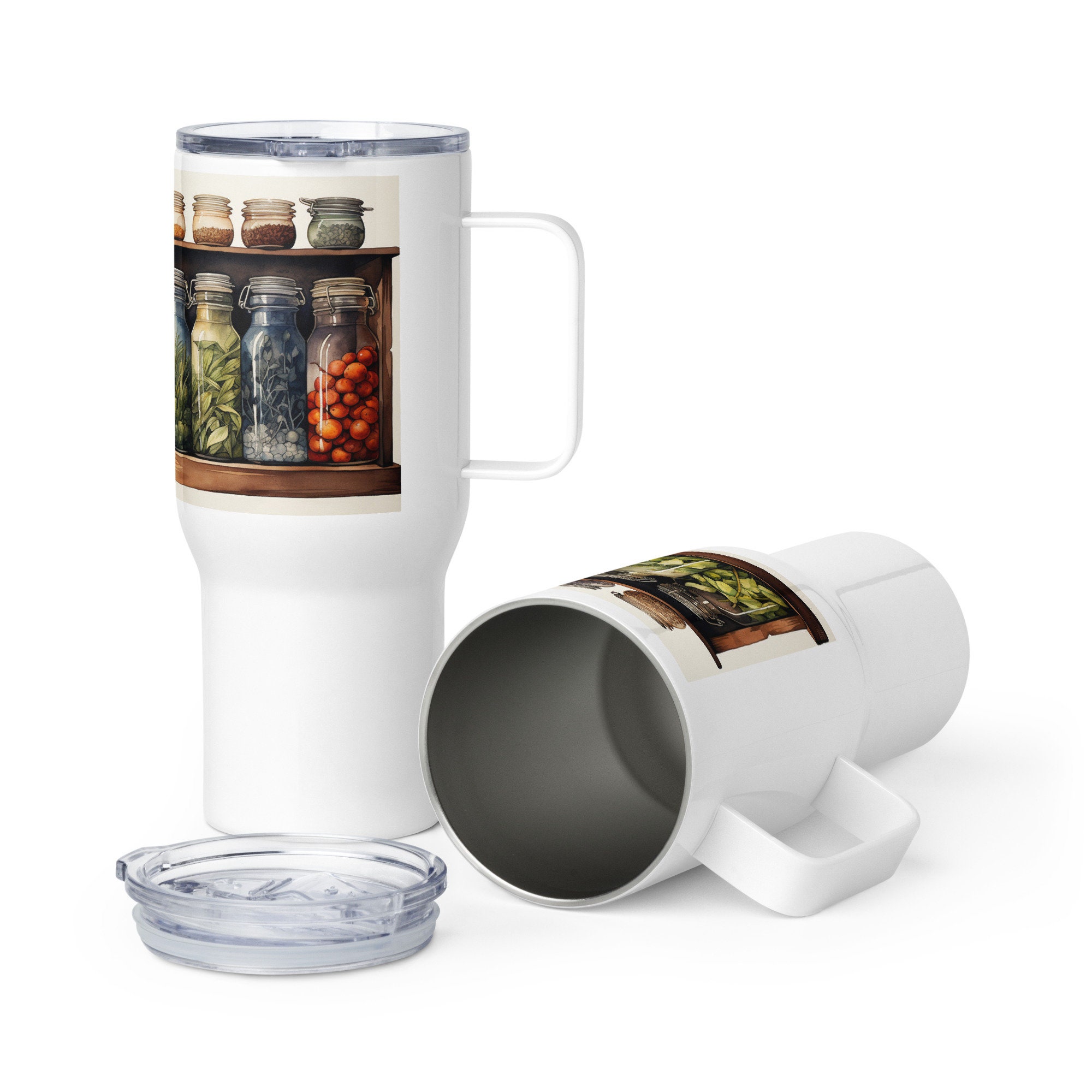 Travel Mug With Handle, Original Art, Unique Travel Mug, Fancy Travel ...