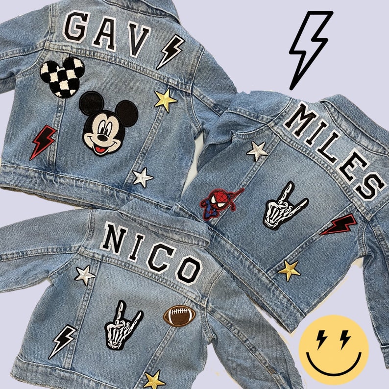 Boys Personalized Denim Patch Jacket, Boys Jacket, Boys Birthday Gift ...