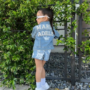 Personalized Girls Denim Jacket Crystal Jacket Name Jacket - Etsy