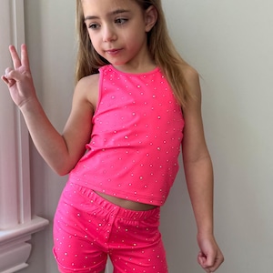 Girls Athletic Set, Girls Summer Set, Girls Pink Set, Girls Gem Set - Etsy