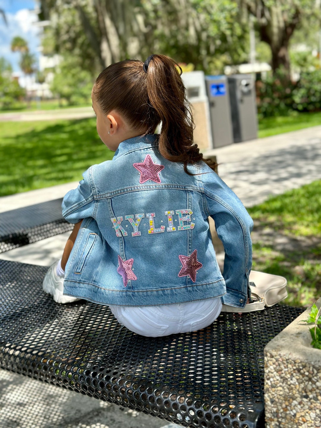 Personalized Girls Denim Jacket, Crystal Jacket, Name Jacket, Custom ...